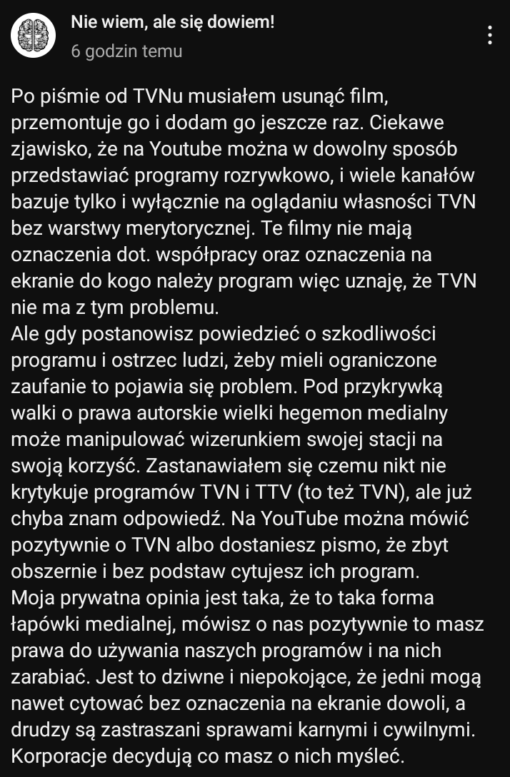TVN vs kanał Nie Wiem Ale Się Dowiem :: Wykop.pl